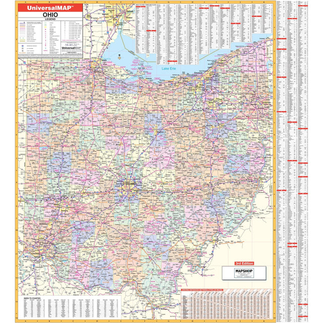 Ohio State Wall Map » Shop State Wall Maps – Ultimate Globes