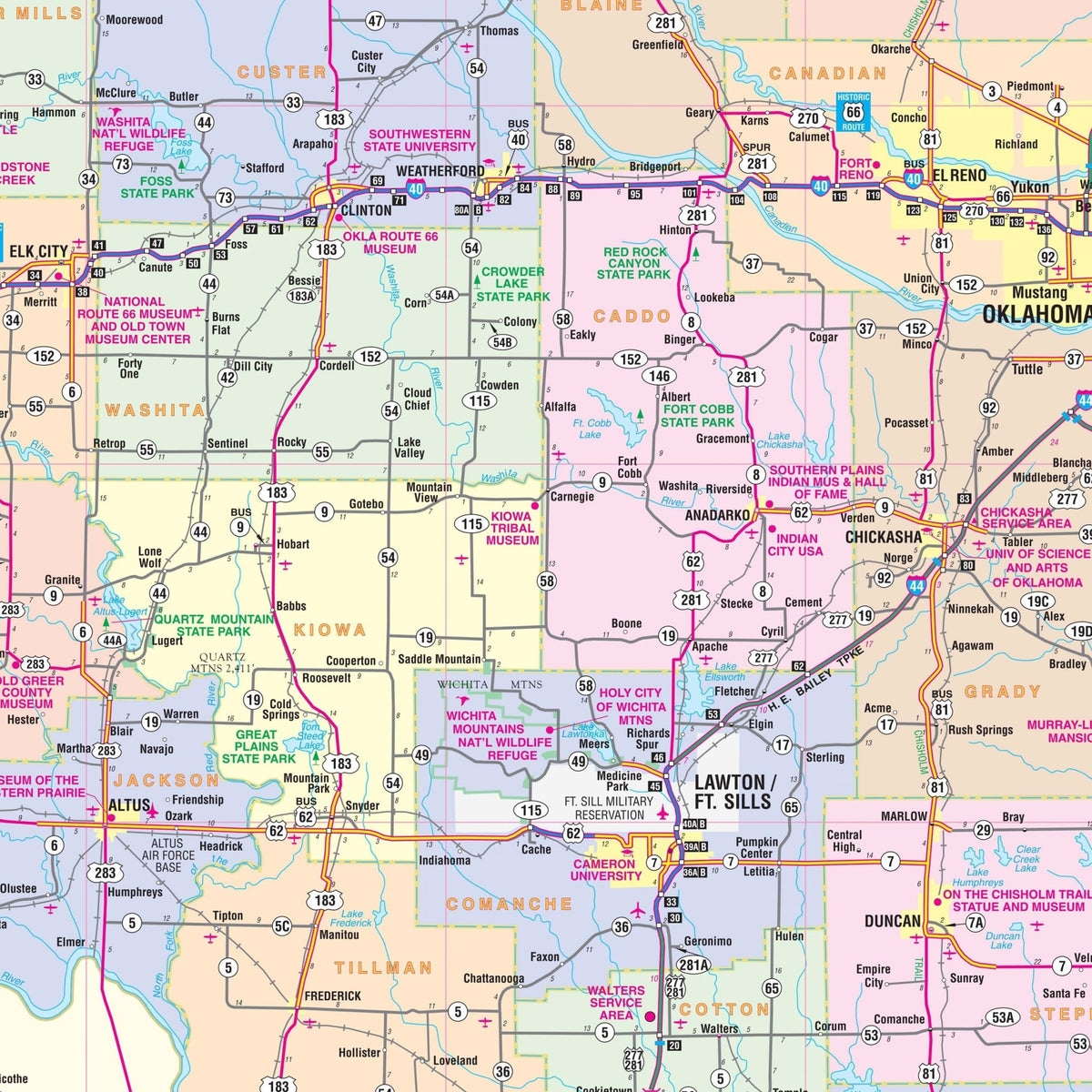 Oklahoma State Wall Maps | Office & Classroom | Ultimate Globes