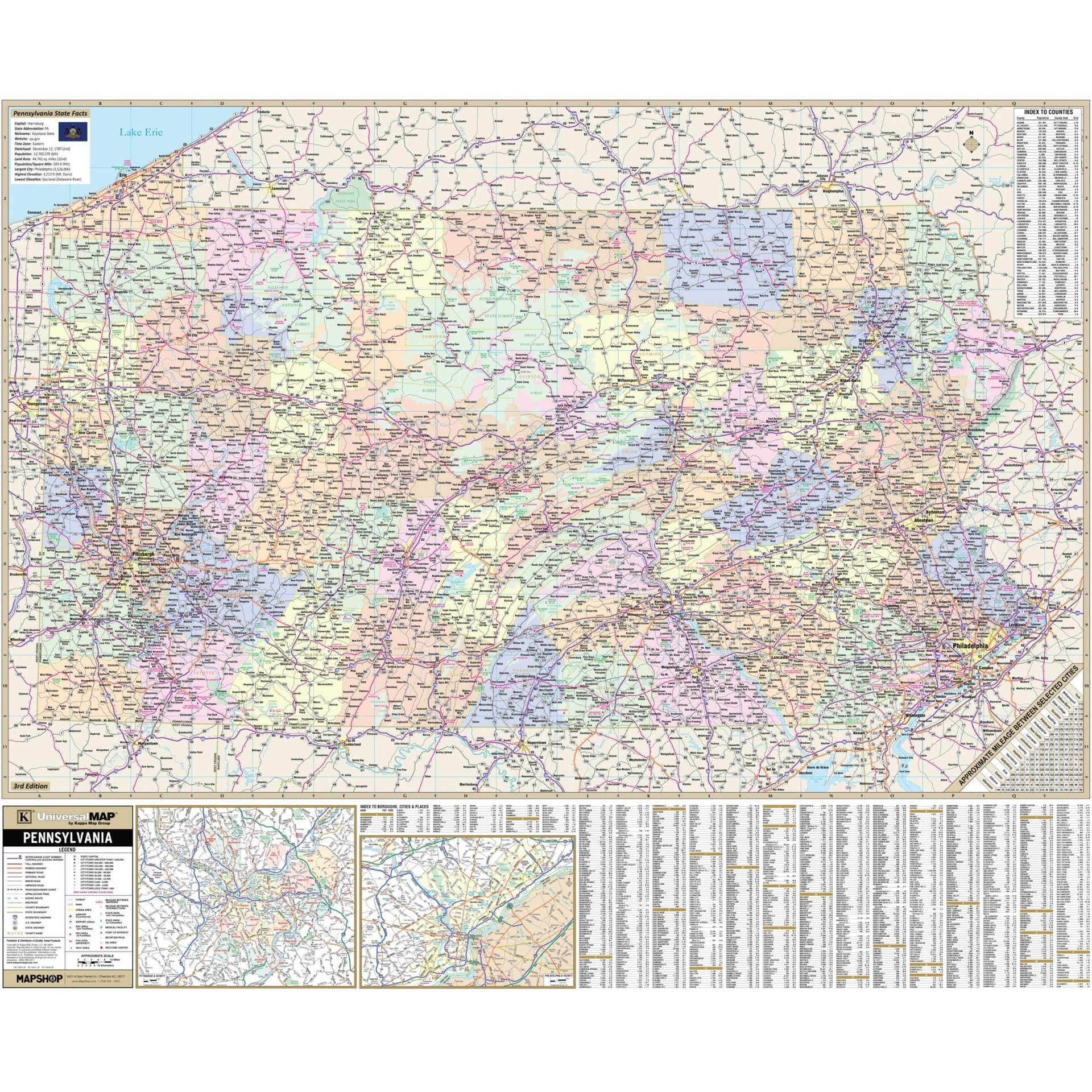 Mapa Del Estado De Pensilvania Con Ciudades Mapa Del Estado De