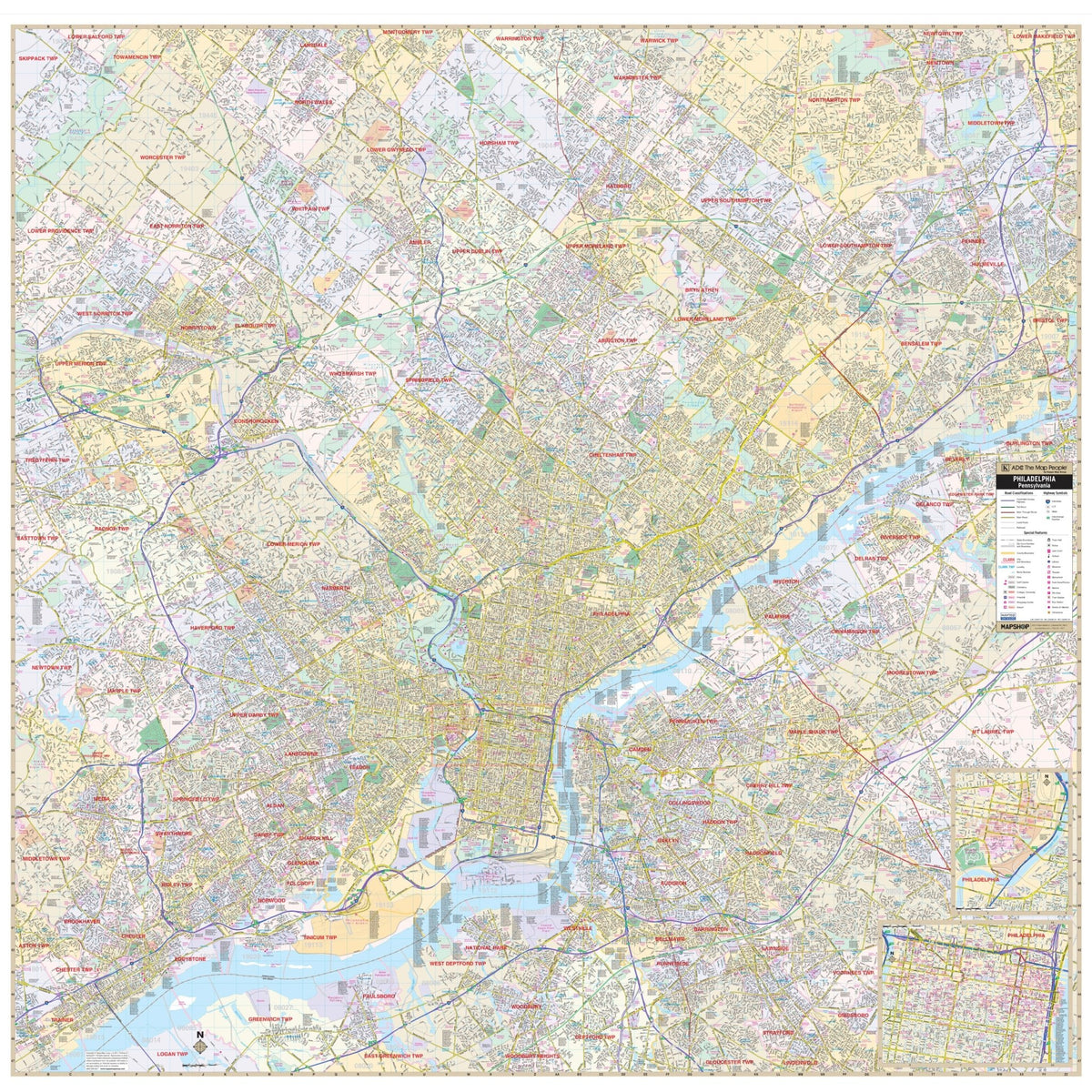 Philadelphia PA Metro Wall Map » Shop City & County Maps – Ultimate Globes