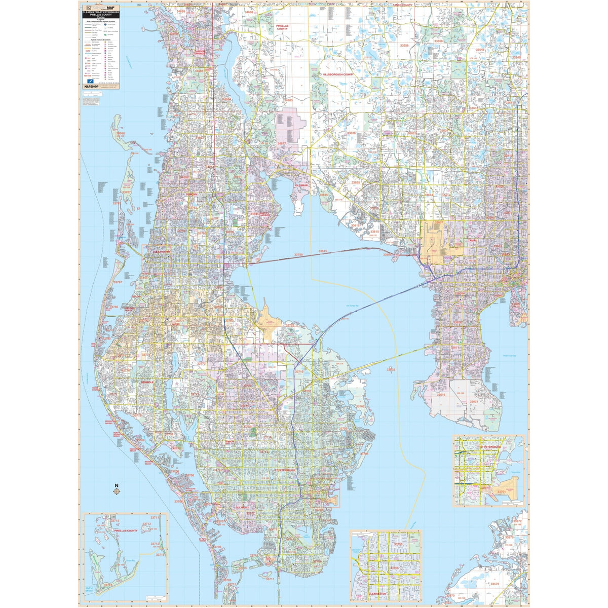 Pinellas County FL Wall Map » Shop City & County Maps – Ultimate Globes
