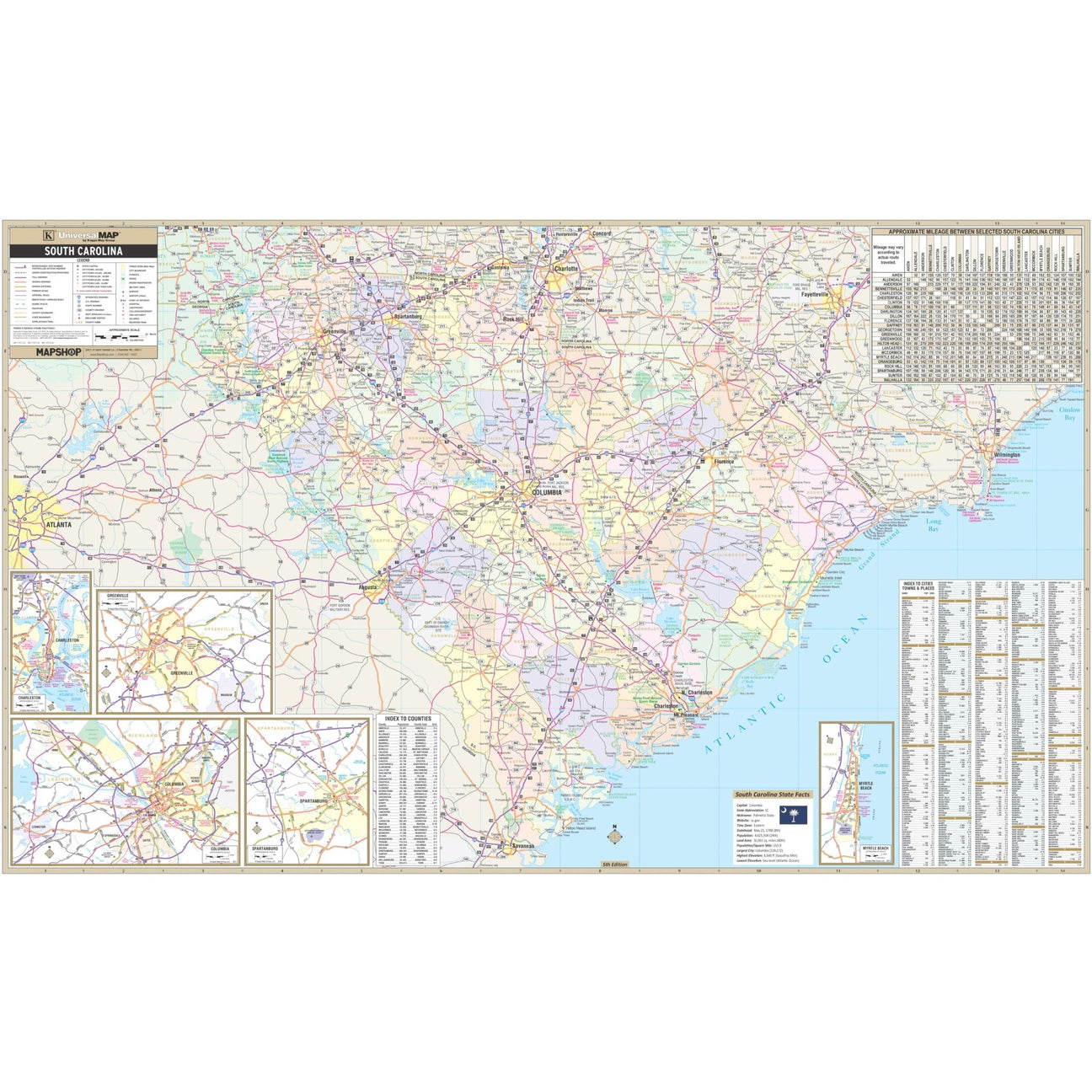 South Carolina State Wall Maps | Office & Classroom | Ultimate Globes