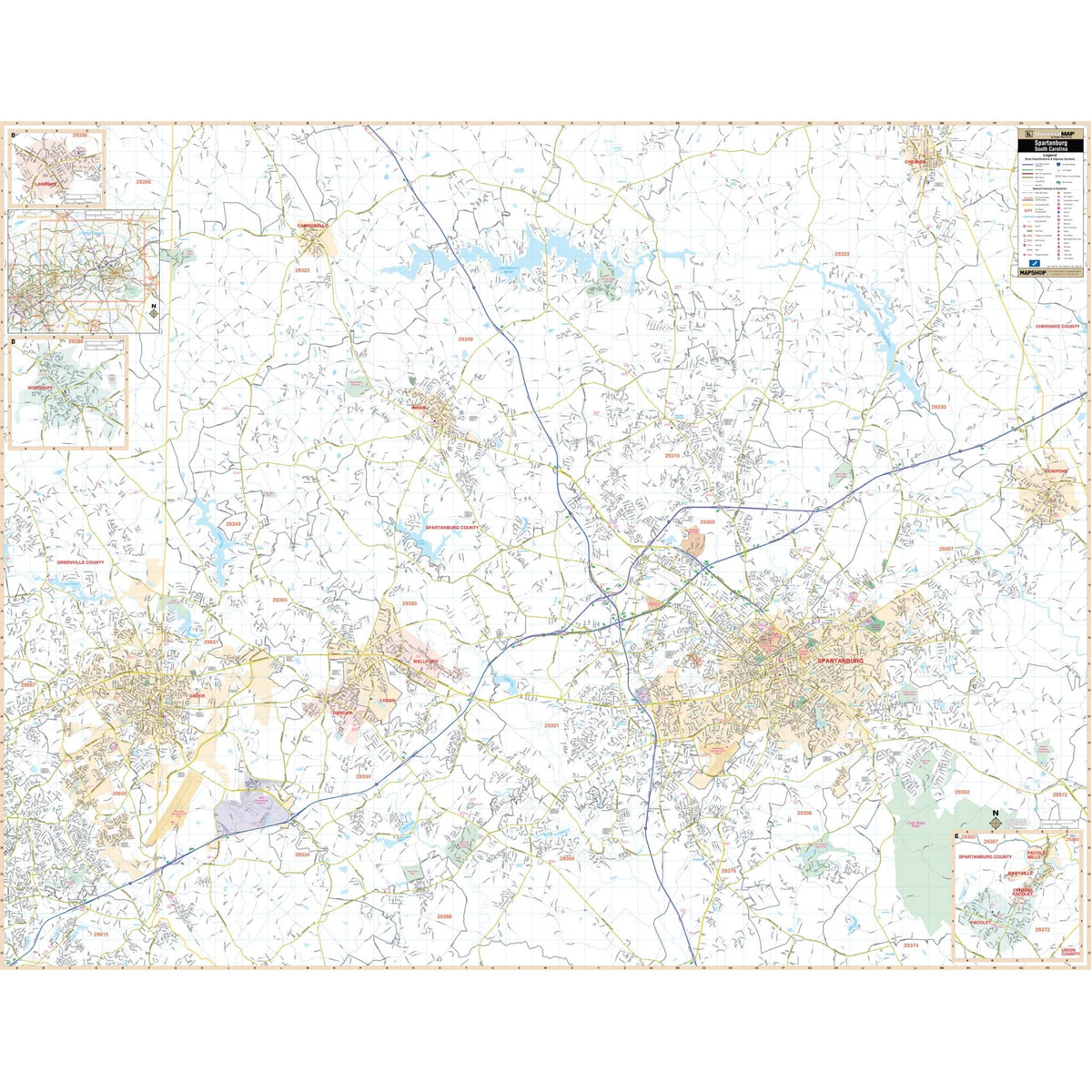 Spartanburg SC Wall Map » Shop City & County Maps – Ultimate Globes