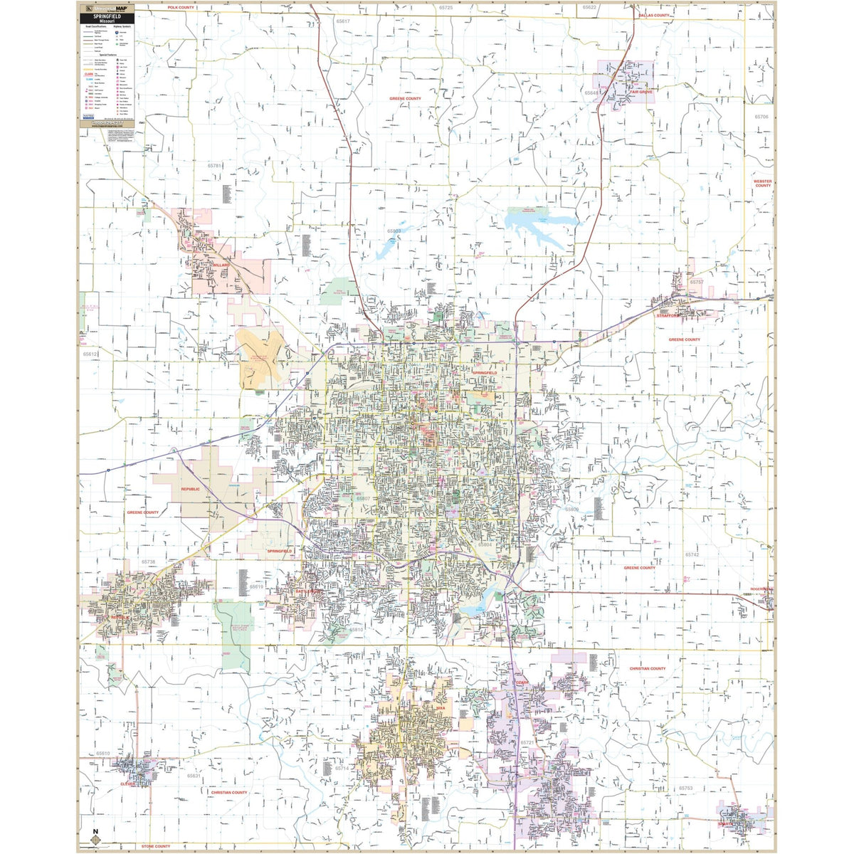 Springfield MO Wall Map » Shop City & County Maps – Ultimate Globes