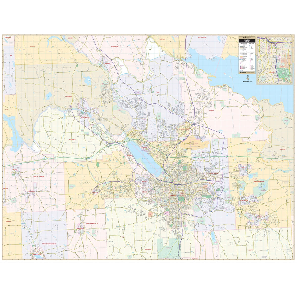 Syracuse NY Wall Map » Shop City & County Maps – Ultimate Globes