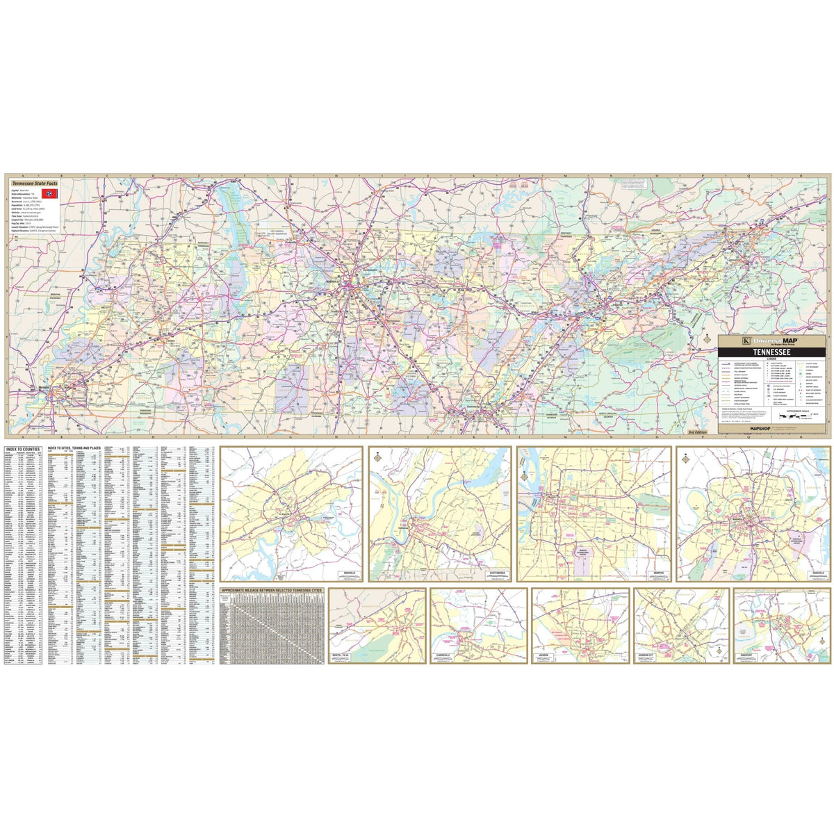 Tennessee State Wall Map » Shop State Wall Maps – Ultimate Globes