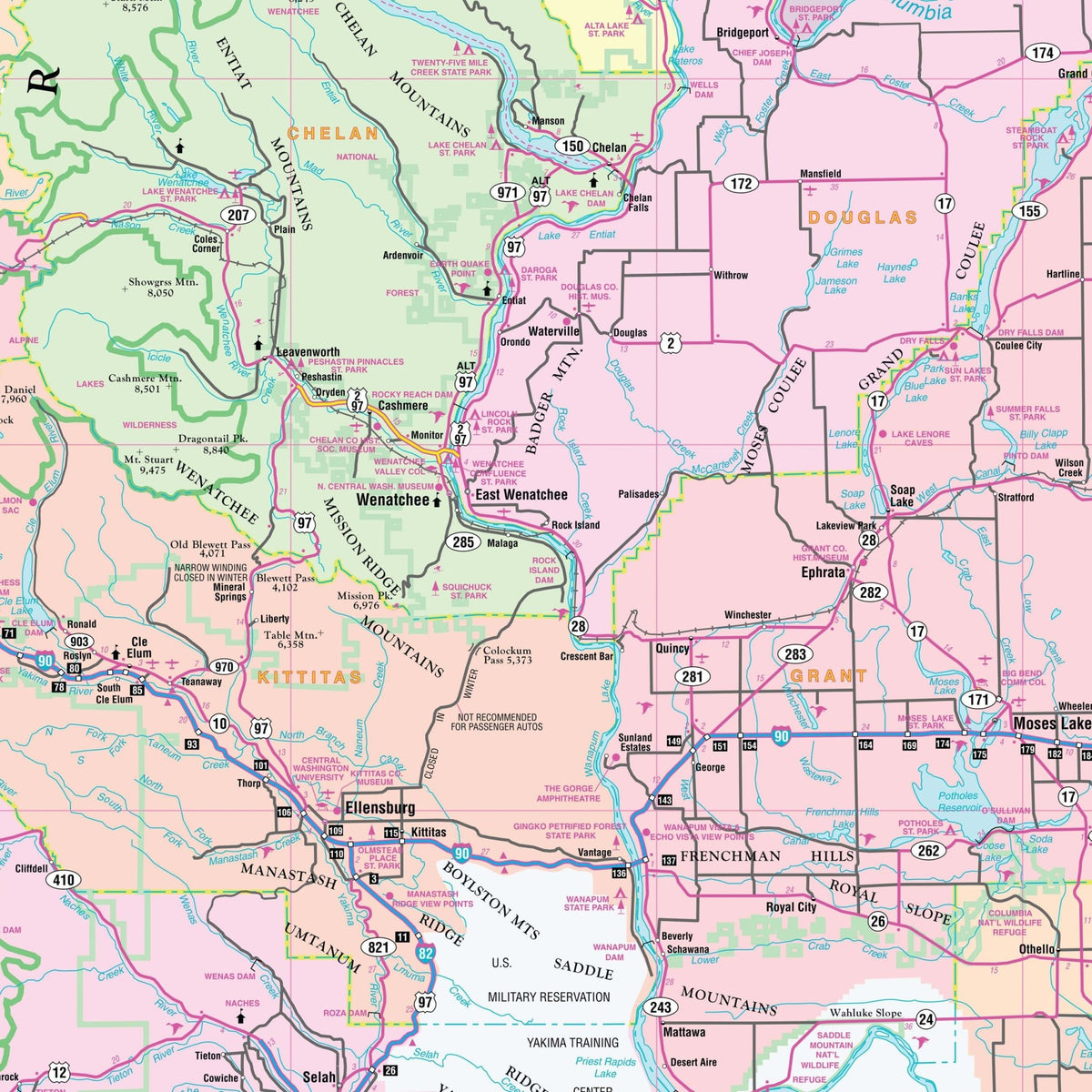 Washington State Wall Maps | Office & Classroom | Ultimate Globes