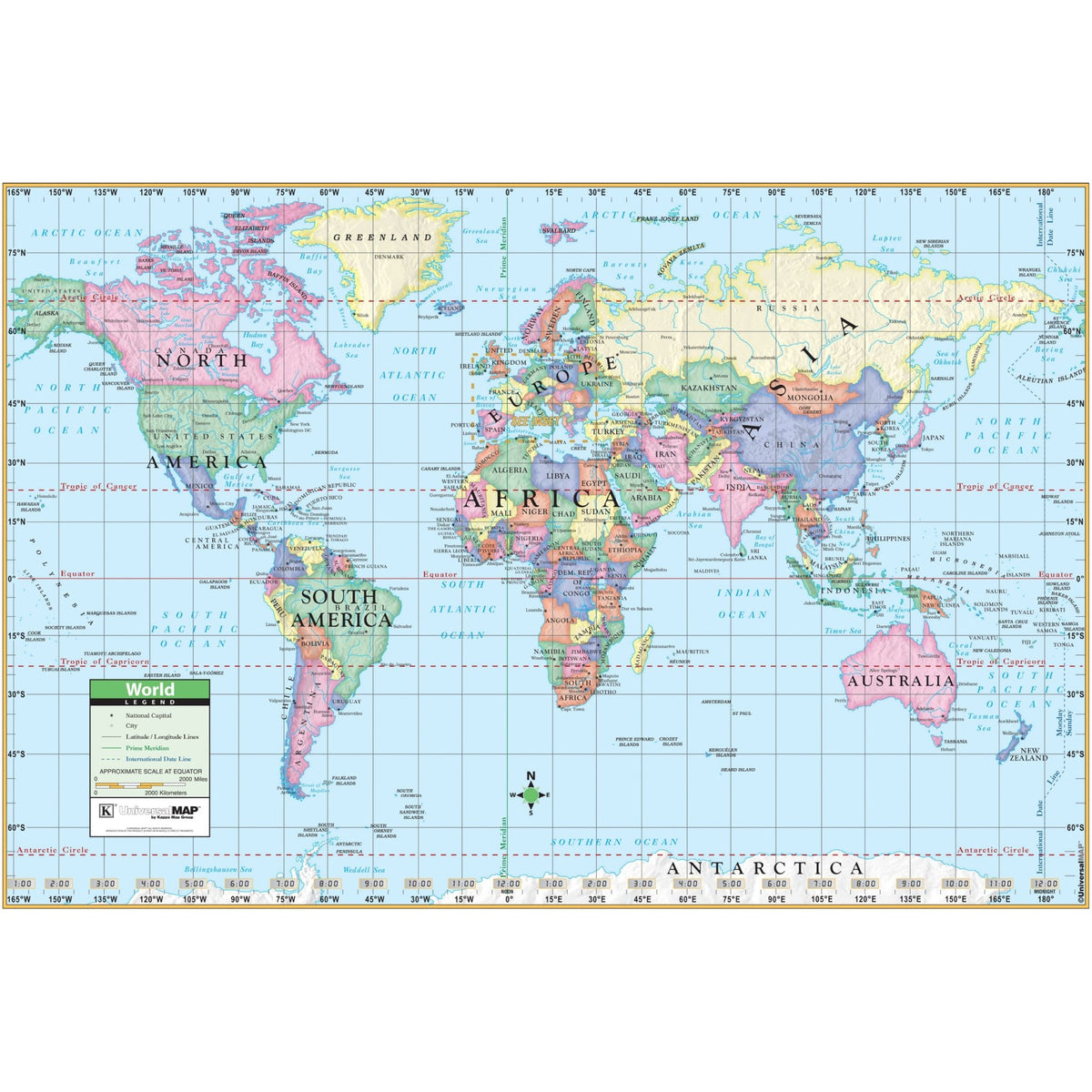 Simple World Wall Map - 40"x27" Minimalist Global Geography Tool ...